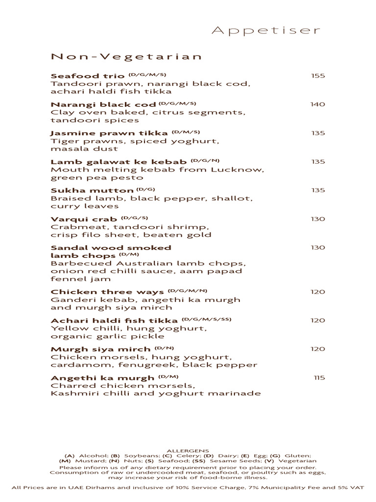 Taj Exotica Resort and Spa The Palm Dubai Varq Food Menu | PDF | Breads ...