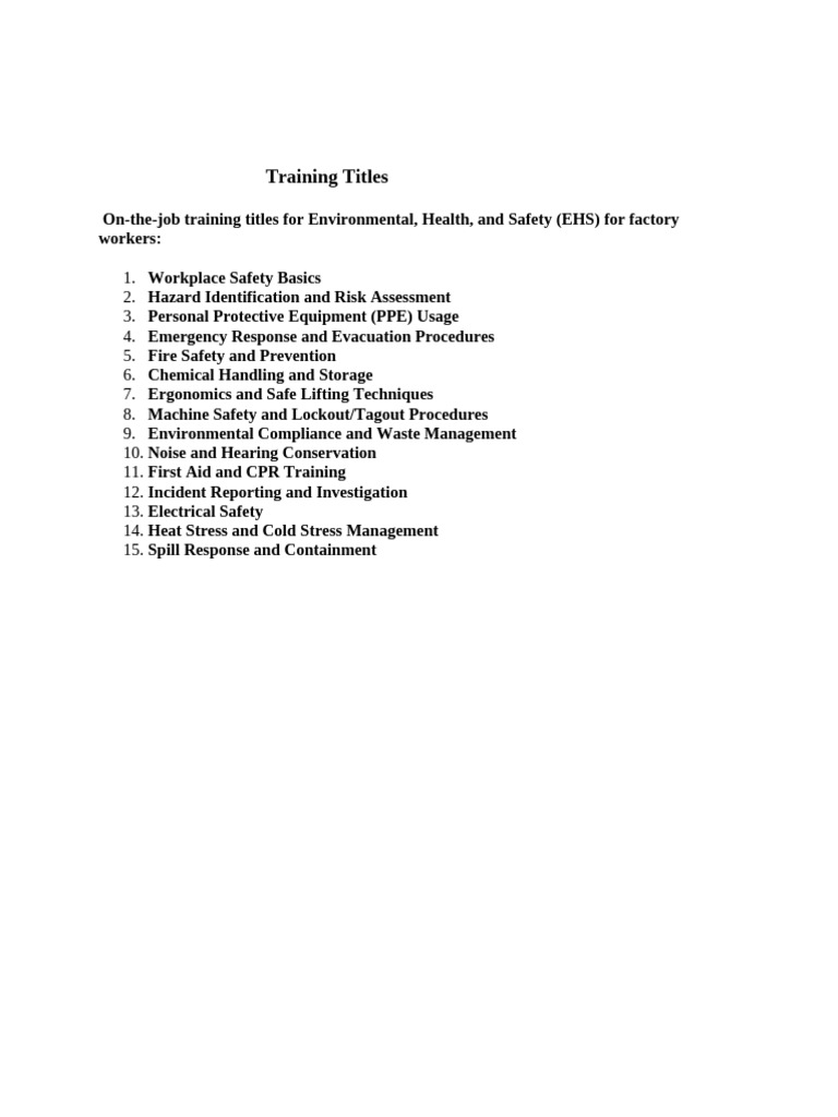 Training Titles | PDF
