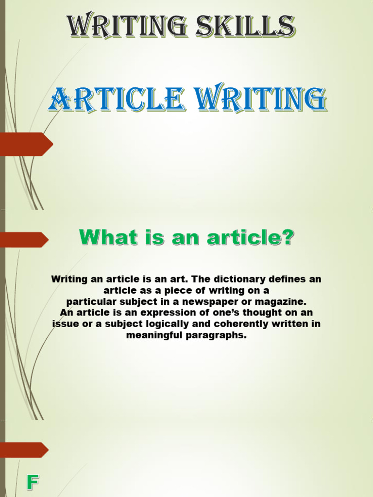 ARTICLE WRITING REF MATERIAL & ASSIGNMENT | PDF | Word ARTICLE WRITING REF MATERIAL & ASSIGNMENT | PDF | Word