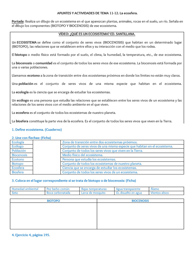 23-24 Apuntes y Actividades de Tema 11-12. La Ecosfera | PDF ...