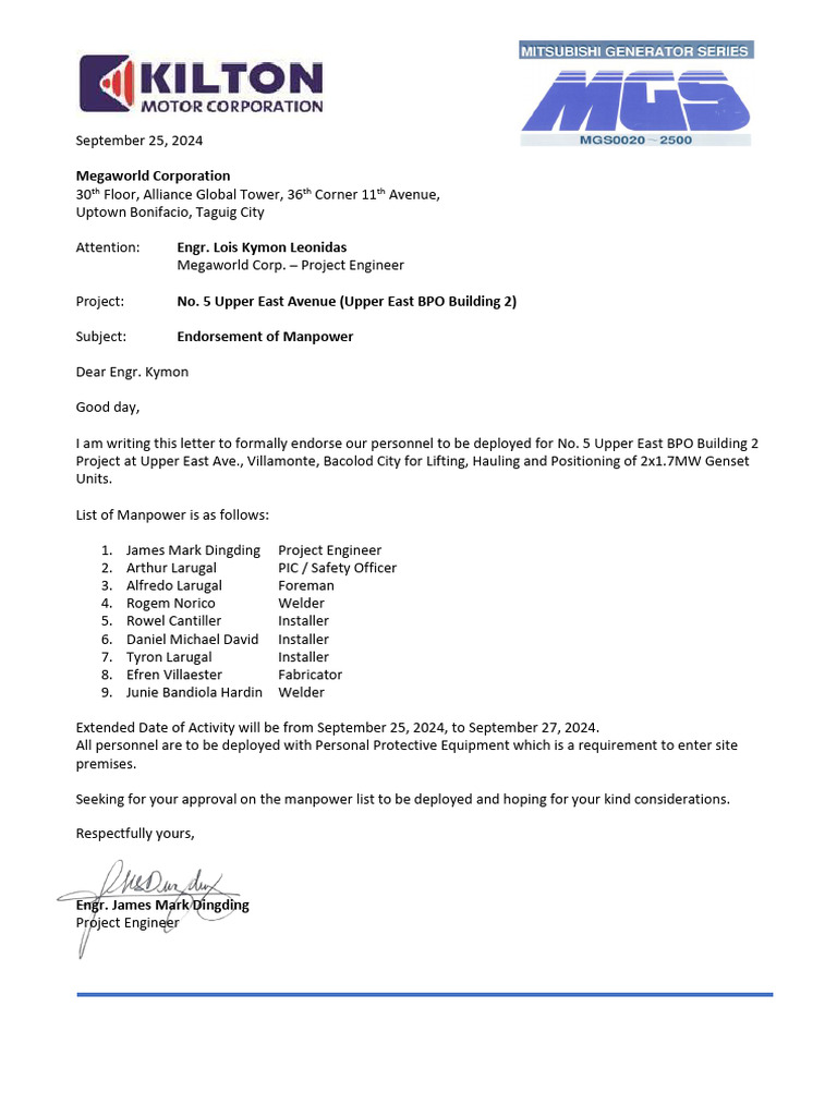 Manpower Endorsement for BPO Project | PDF
