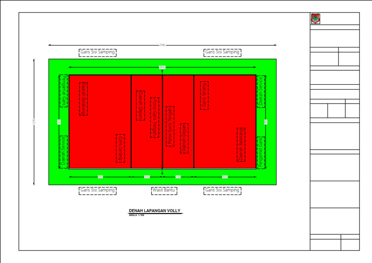 Denah Lapangan Voli 1:100 | PDF