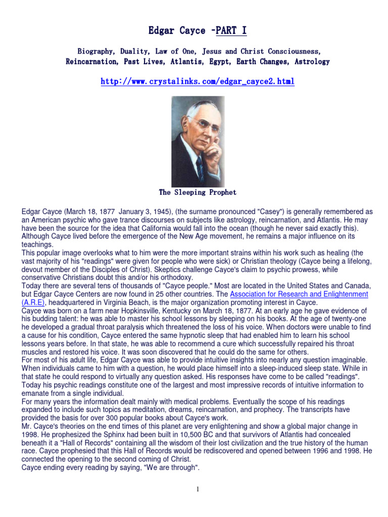 Edgar Cayce - The Akashic Records and Other Insights | PDF | Reincarnation