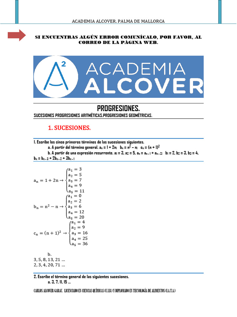 Todo Progresiones Aritmeticas | PDF | Matemáticas | Ajedrez