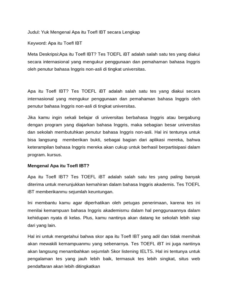 103.Apa itu Toefl IBT- | PDF