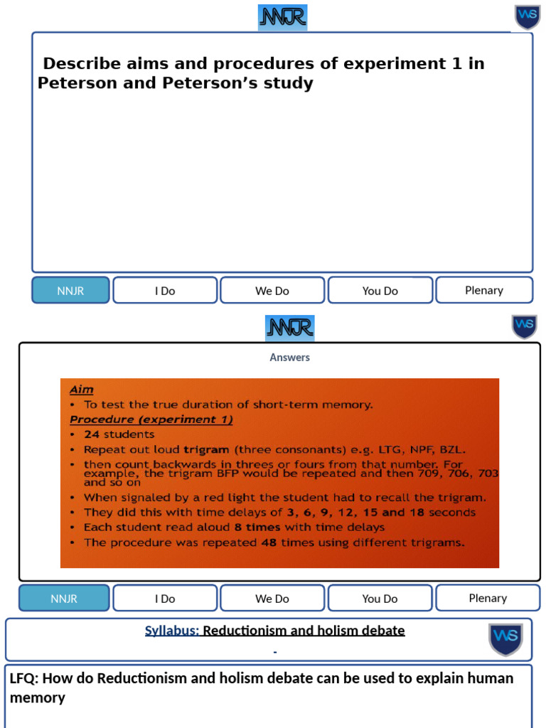 LP 21 Yr 10 Reductionism vs. Holism - Issues and Debate - New Format ...