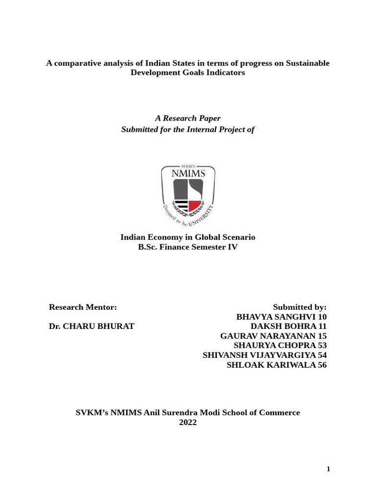 SY Bsc D Group 9- A Comparative Analysis of Indian States in Terms of ... SY Bsc D Group 9- A Comparative Analysis of Indian States in Terms of ...