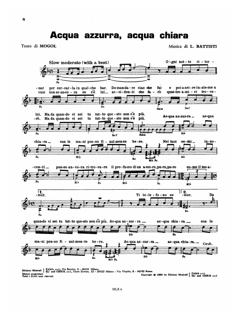 Acqua Azzurra Acqua Chiara | PDF