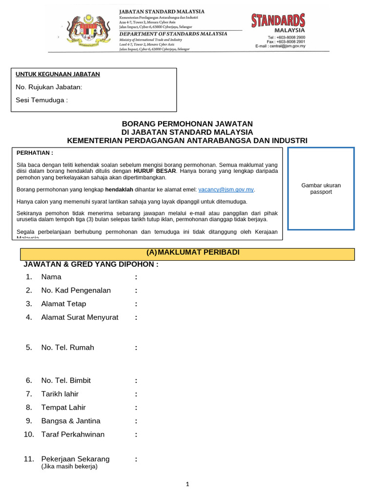 BORANG PERMOHONAN JAWATAN CFS - JSM v2 FINAL v2 3 | PDF