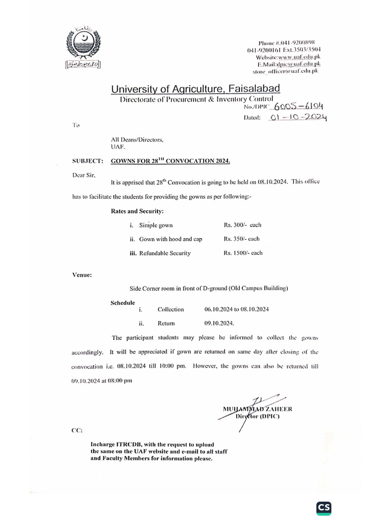 Gowns For 28th Convocation | PDF