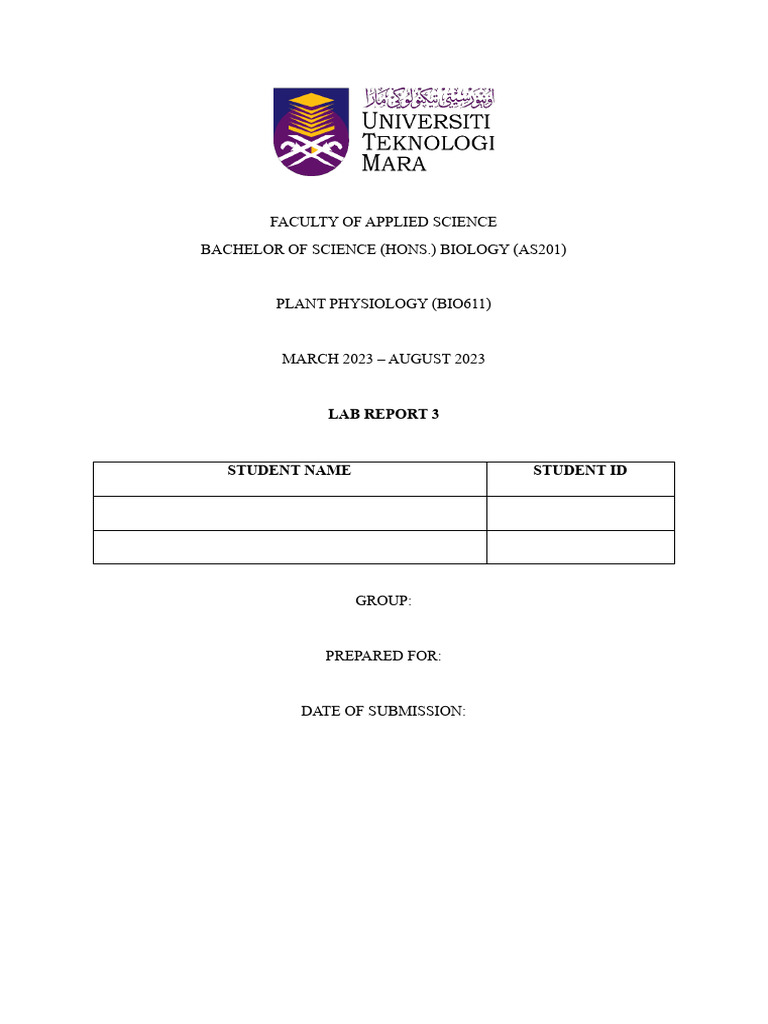 [BIO611] LAB REPORT 3 (Introduction, Methodology) | PDF | Plants ...
