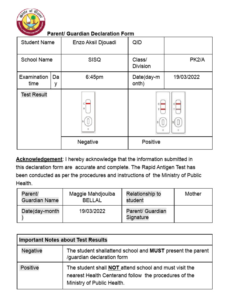 Parent or Guardian Declaration Form (003) 2 | PDF