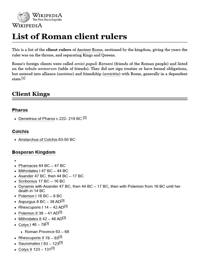 List of Roman Client Rulers - Wikipedia | PDF | Ancient Romans ...