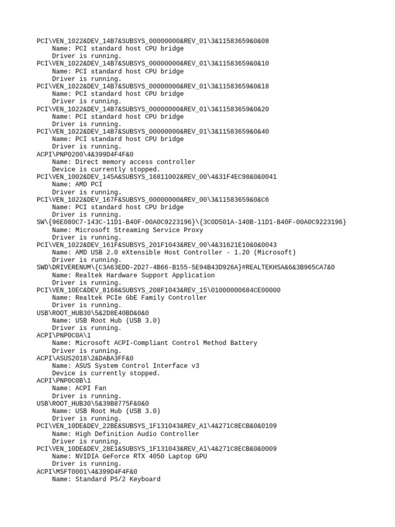 Dev List | PDF | Device Driver | Usb