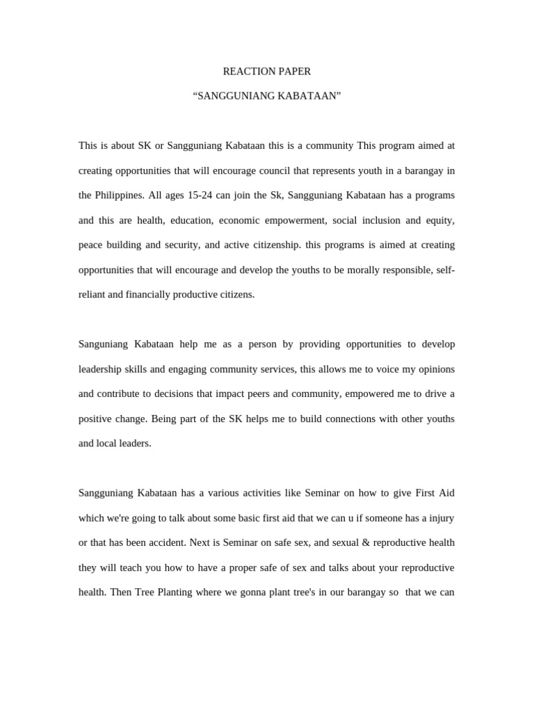 Reaction Paper | PDF | Social Science | Wellness