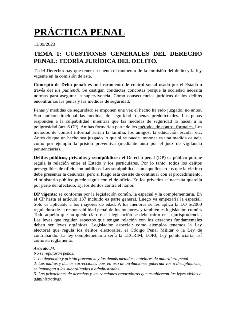 Práctica Penal | PDF | Intención (Derecho Penal) | Violencia