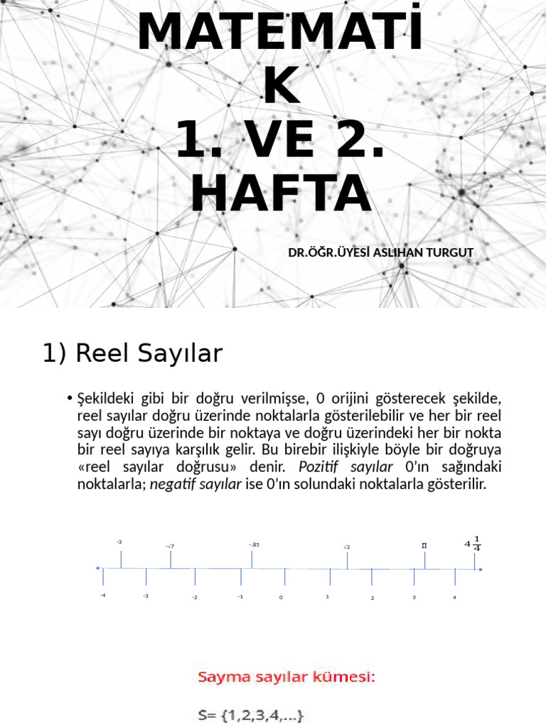 MATEMATİK 1. Ve 2. HAFTA | PDF