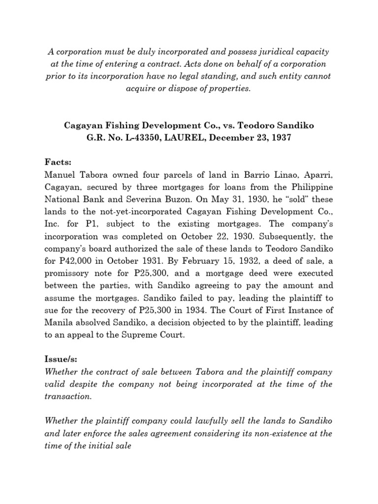 Cagayan Fishing Development Co., vs. Teodoro Sandiko | PDF ...