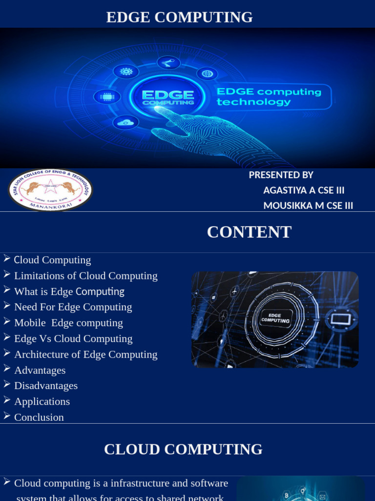 EDGE PPT | PDF | Cloud Computing | Computing