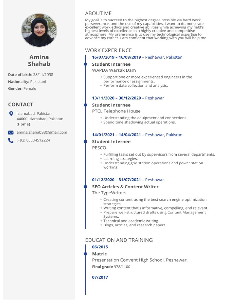 CV - Amina Shahab | PDF
