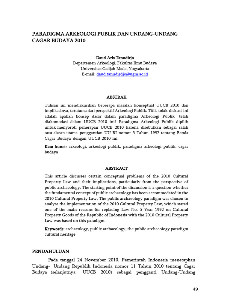 Wtherik, Editor Jurnal, 04. PARADIGMA ARKEOLOGI PUBLIK DAN UNDANG ...