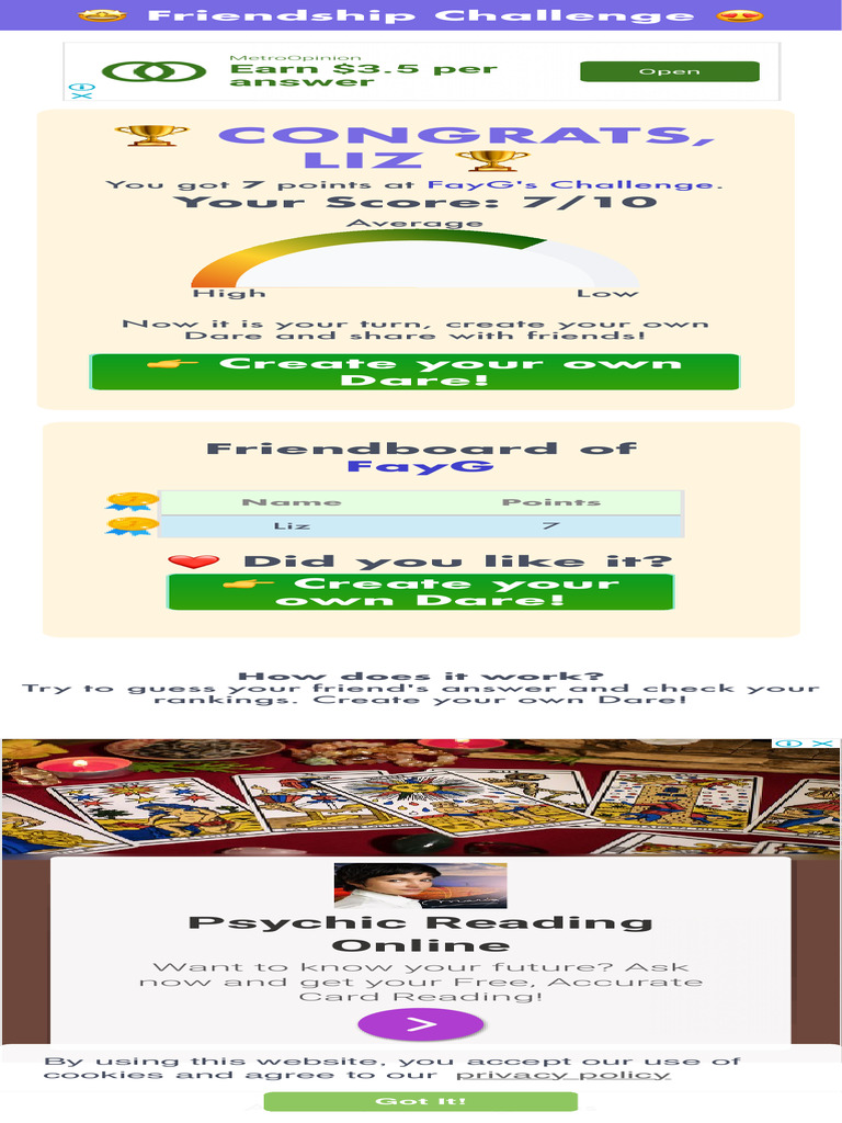 ? Friendship Challenge ? of FayG 2 | PDF