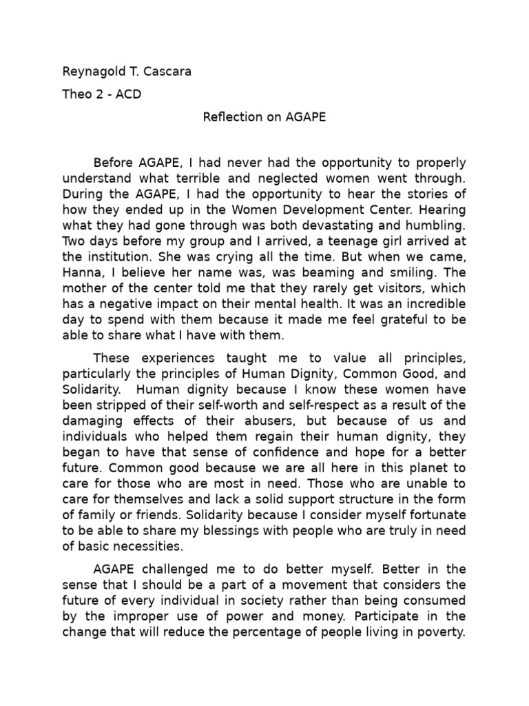 AGAPE Reflection | PDF