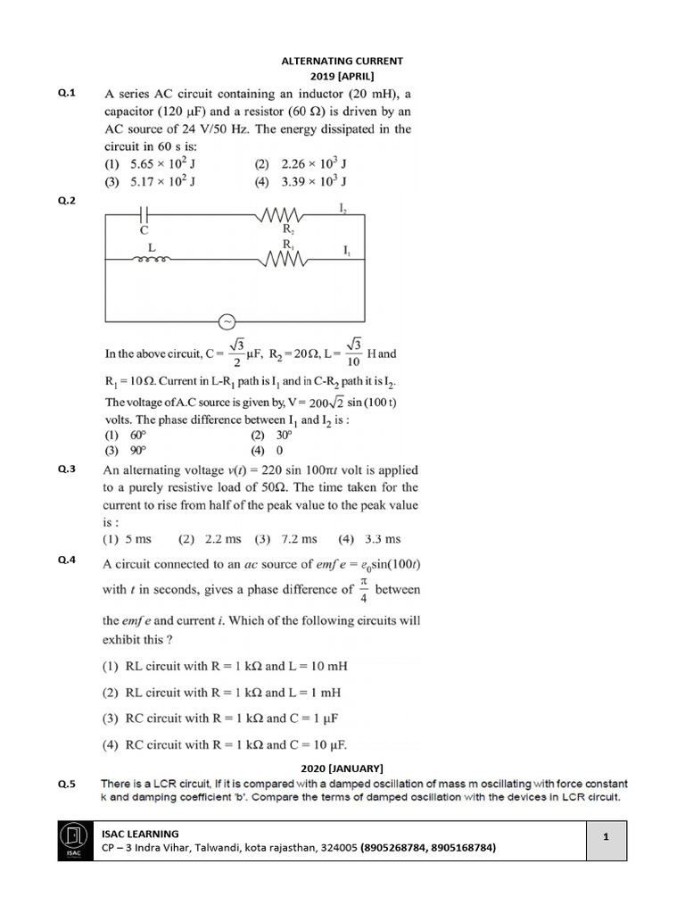 Alternating Current | PDF | Teaching Methods & Materials | Science & Mathematics