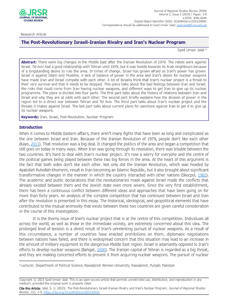 1 The Post-Revolutionary - Syed Umair Jalal | PDF | Iran | Israel