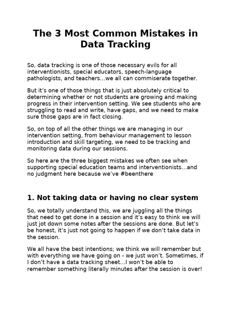 Common Data Tracking Mistakes | PDF | Cognition | Learning