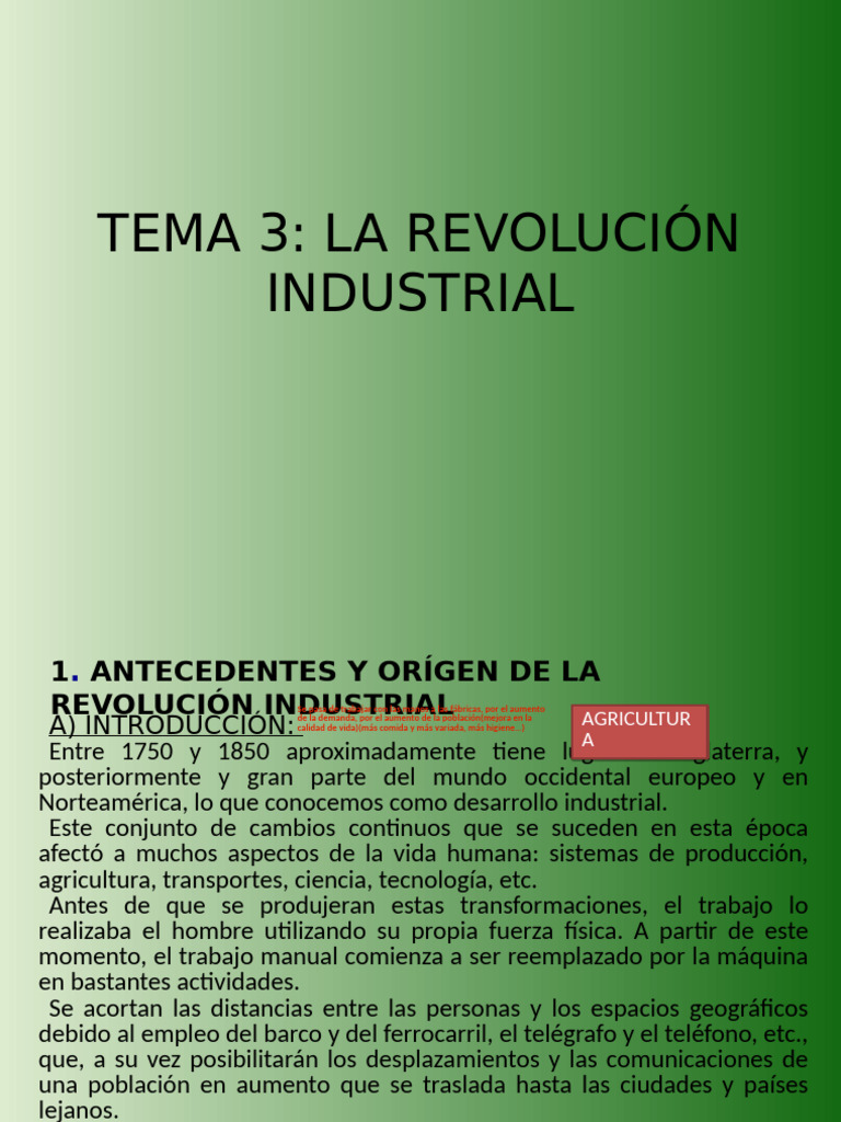 Tema 3 Revolucion Industrial 2 | PDF | Agricultura | Revolución industrial