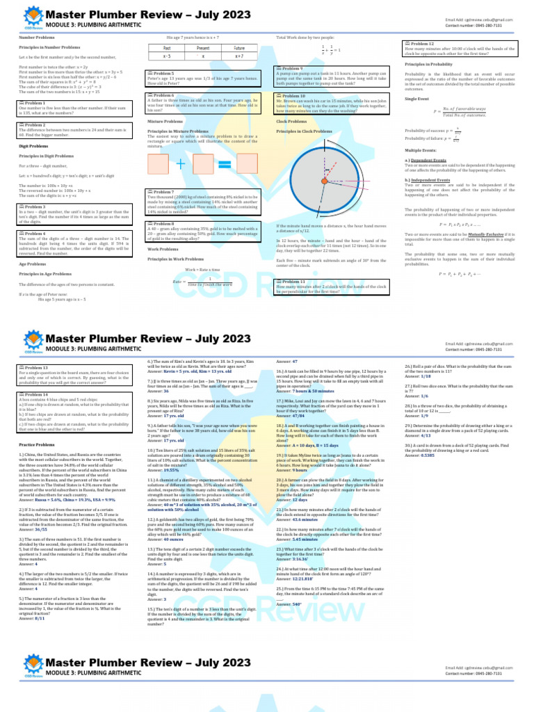Plumbing Arithmetic Guide | PDF | Elementary Mathematics | Numbers