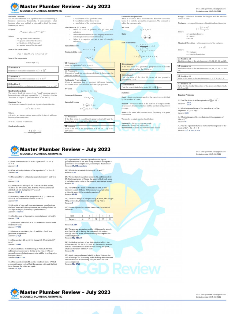 PLUMBING ARITHMETIC - MODULE 2-Unlocked | PDF | Mathematical Objects ...