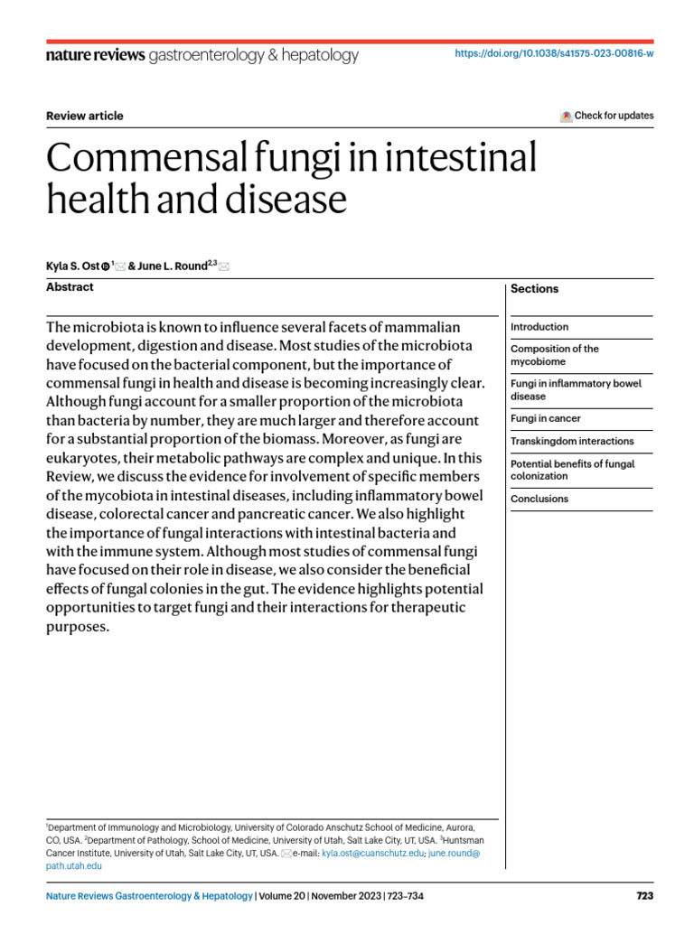 Commensal Fungi in Intestinal | PDF | Inflammatory Bowel Disease | Fungus