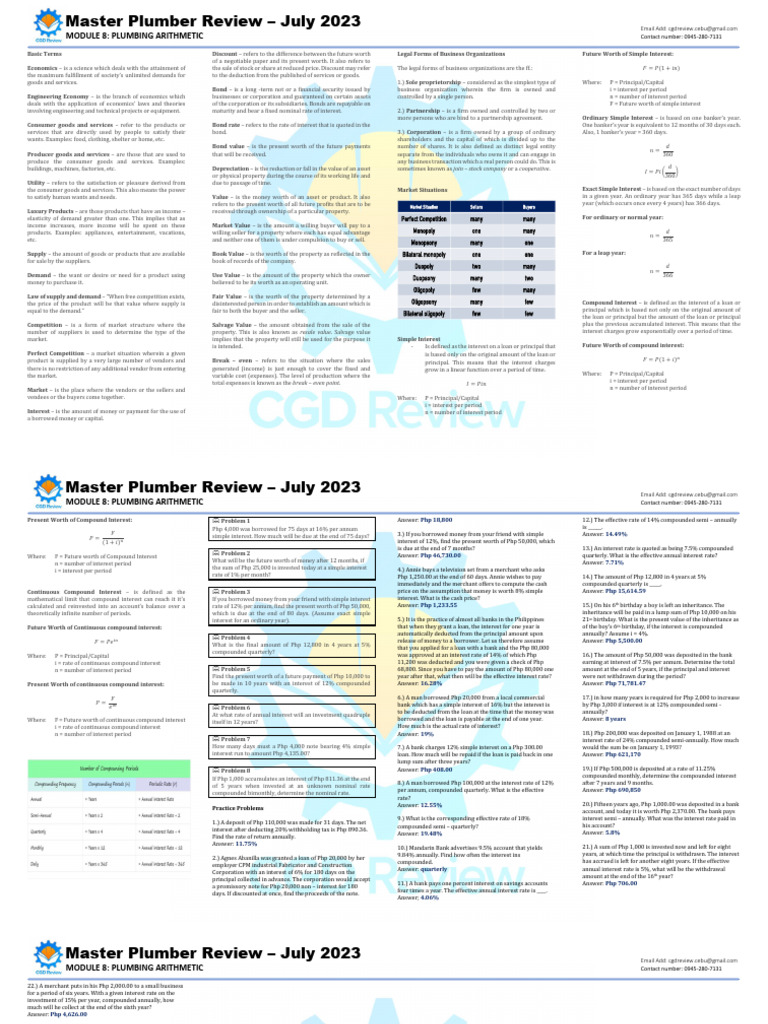 Plumbing Arithmetic Module 8 Unlocked Pdf Interest Compound