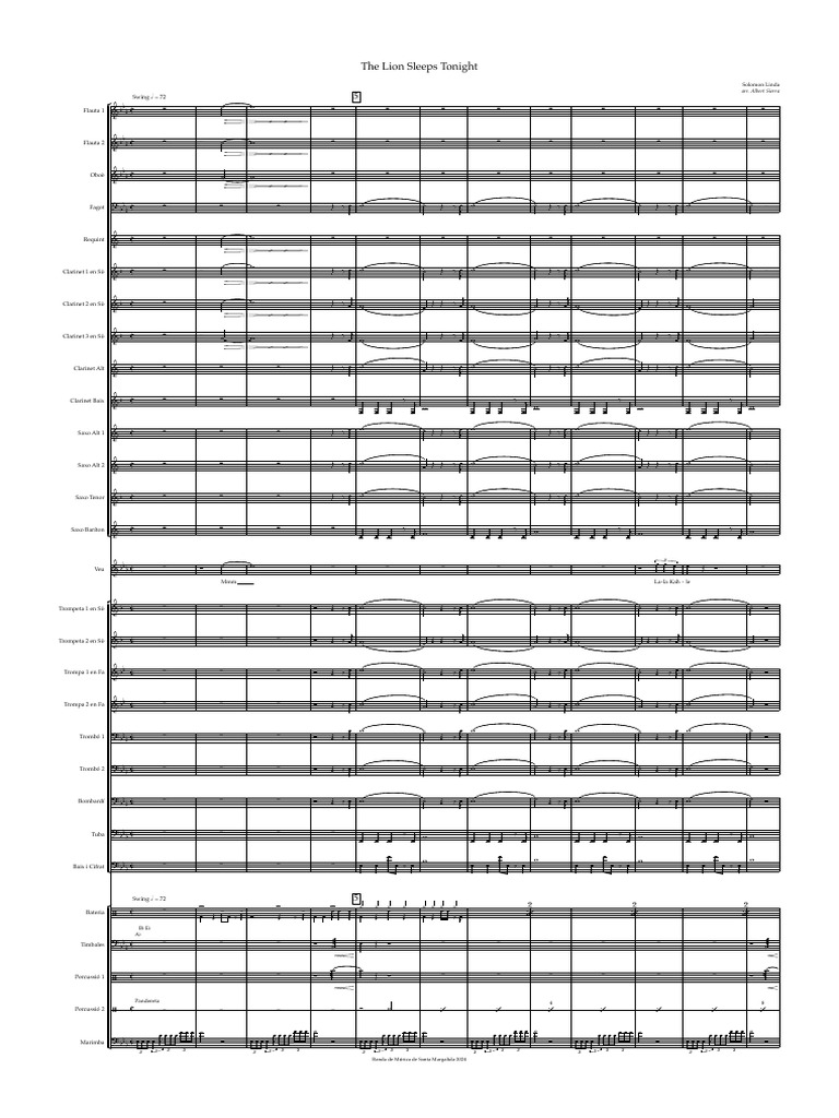 The Lion Sleeps Tonight - Partitura Completa | PDF
