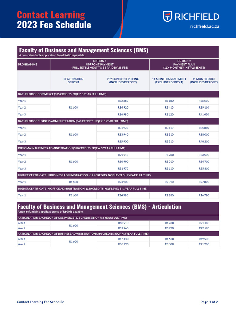 939 Richfield Fees-Document 2023 Contact-Learning A5 V8 | PDF ...