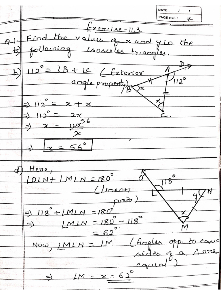 Triangles and Their Properties - Ex 11.3 | PDF