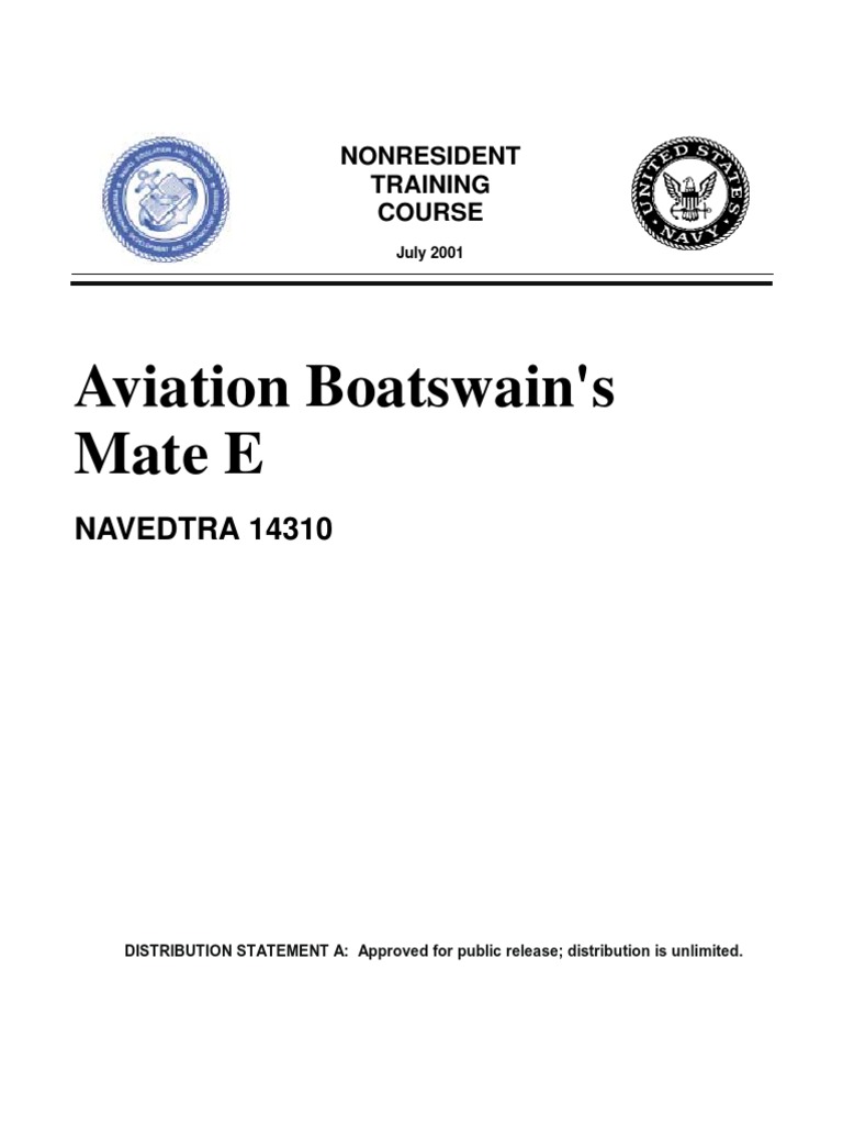 US Navy Course NAVEDTRA 14310 - Aviation Boatswain's Mate E | PDF ...