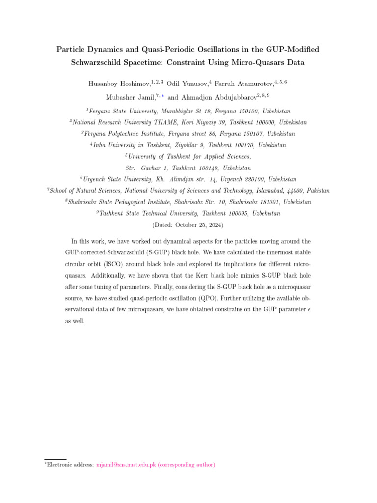 Particle Dynamics and Quasi-Periodic Oscillations | PDF | Gravity | Quantum Gravity