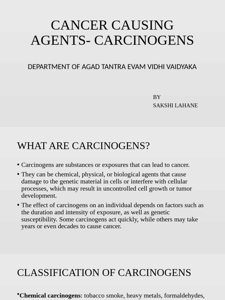 Cancer Causing Agents - Carcinogens | PDF | Radiation Therapy | Cancer