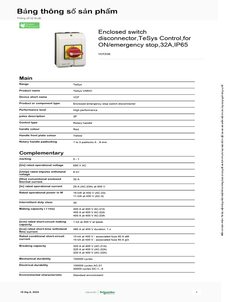 Schneider Electric - TeSys-minivario-vario - VCF2GE | PDF