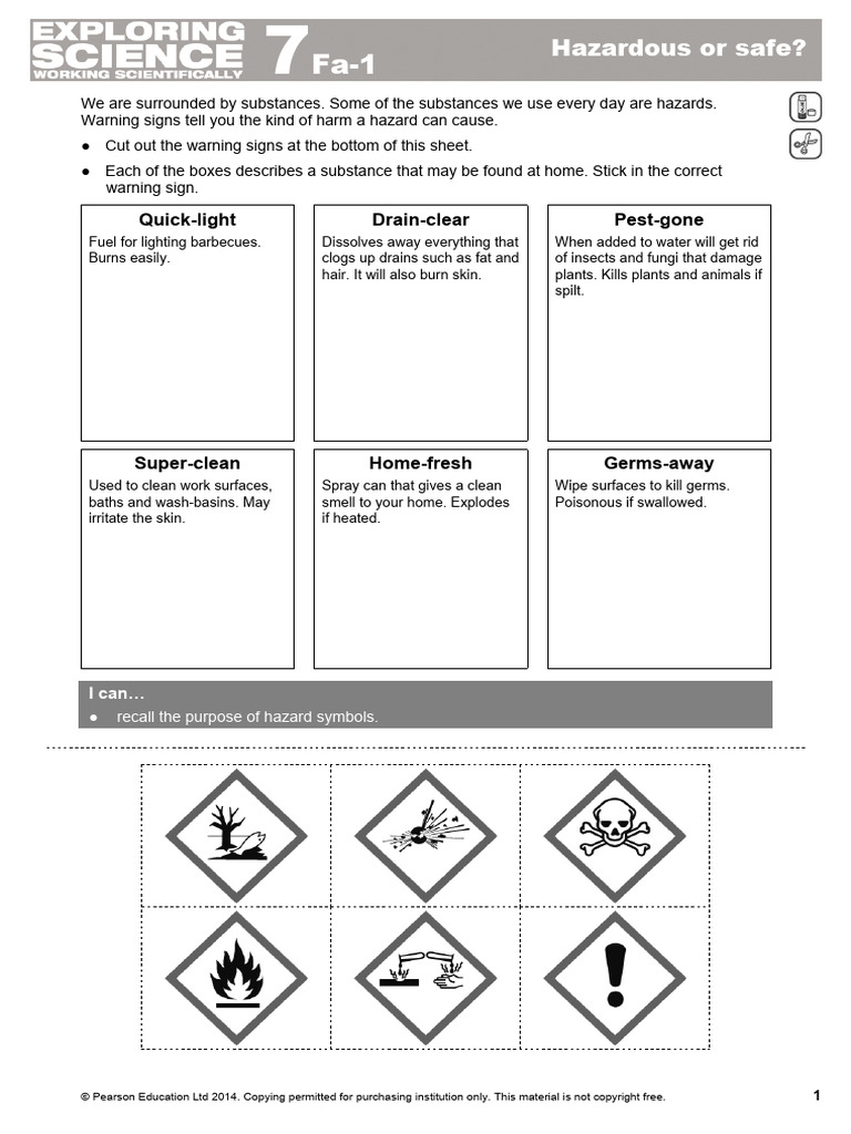 7F-Work-Sheets | PDF | Acid | Hazards