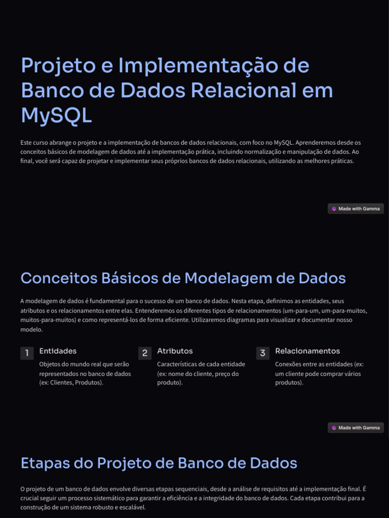 Projeto e Implementacao de Banco de Dados Relacional em MySQL | PDF ...
