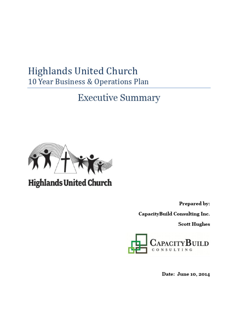 Highlands United Church Business Plan Summary | PDF | Expense | Fundraising