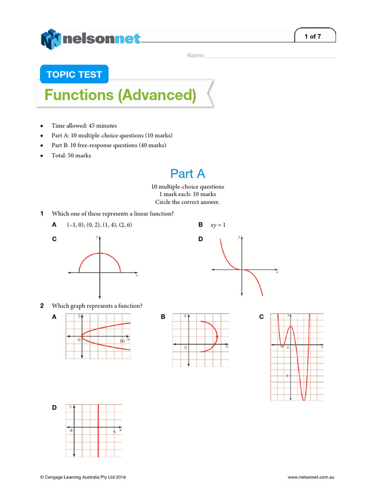 Year 11 topic test MIF 4_Functions (Adv) | PDF | Zero Of A Function ...