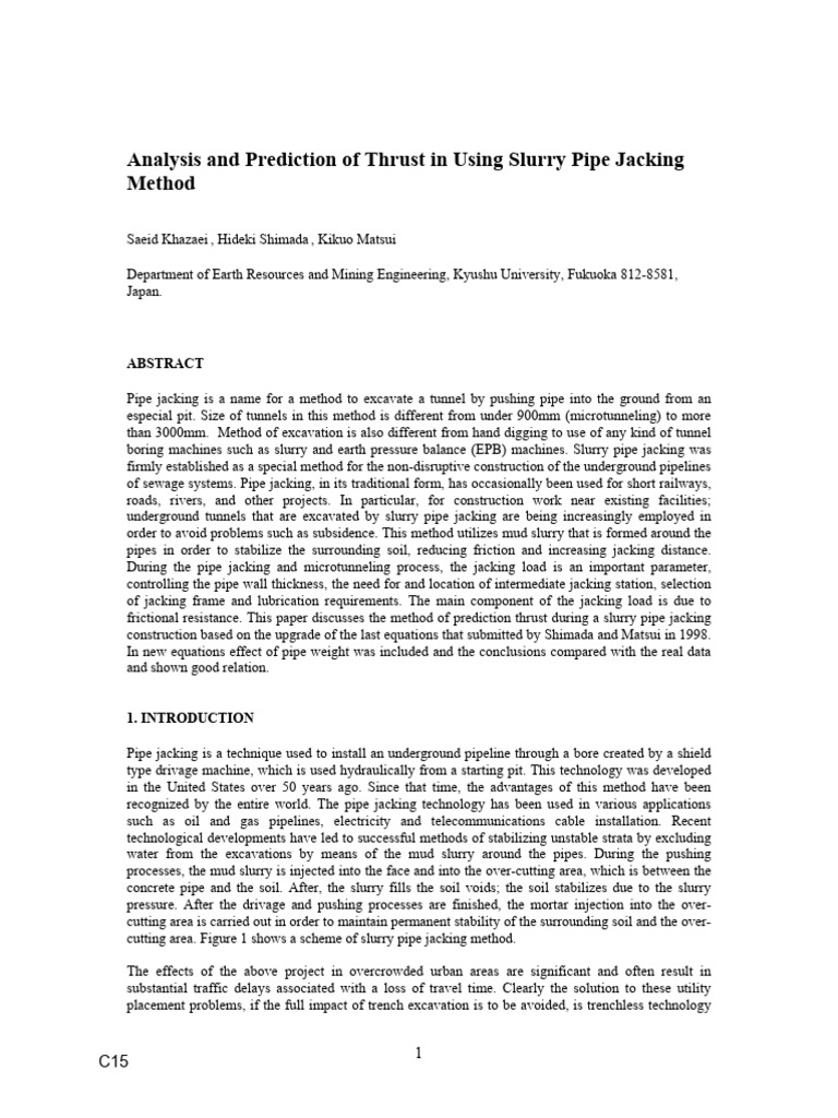 Thrust Prediction in Slurry Pipe Jacking | PDF | Friction | Force