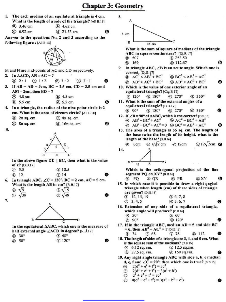 SSC Ev Higher Mathematics 3rd Chapter MCQ Note | PDF