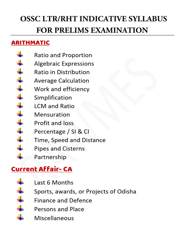 Ossc LTR RHT Prelims Details Syllabus - 101058 | PDF