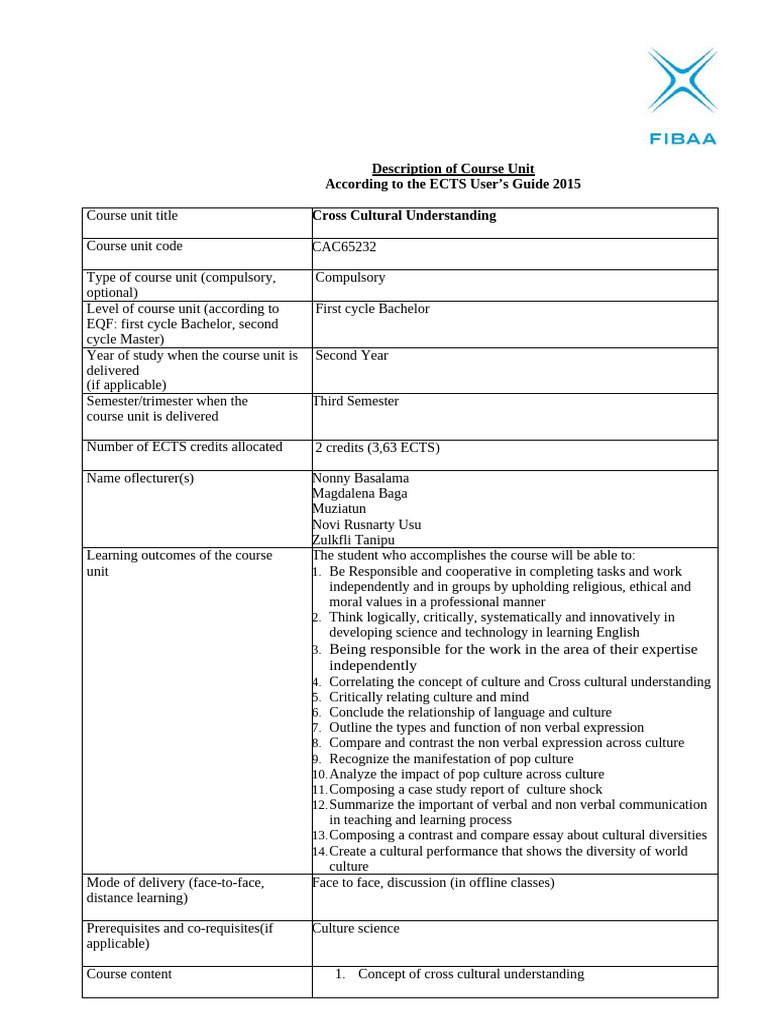 CCU Modul Description FIBAA | PDF | Nonverbal Communication | Cognitive Science